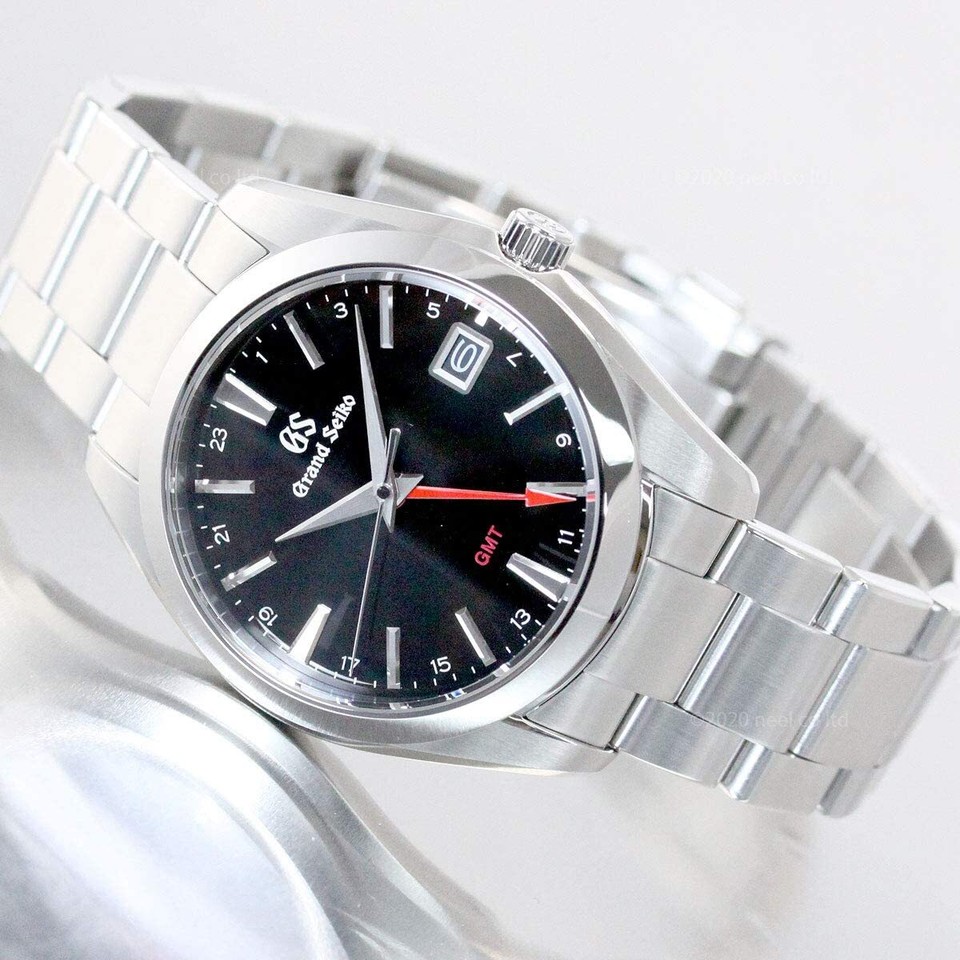 Grand Seiko SBGN013 Heritage Collection Black Dial GMT Stainless Watch ...