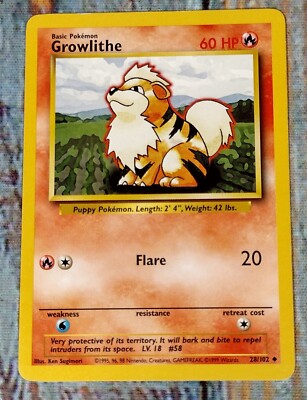 Pokemon Card Growlithe 28/102 Base Set Basic Uncommon 1999 (#2) | eBay