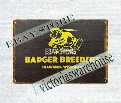 BADGER BREEDERS SHAWANO WISCON CATTLE COW metal tin sign home decor ...