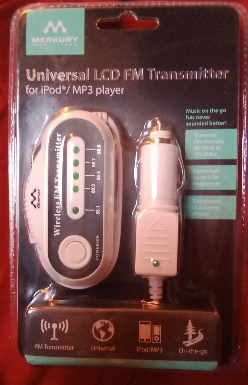 MERCURY UNIVERSAL FM 88.1-107.9 TRANSMITTER FOR iPod/MP3 PLAYER WITH ...