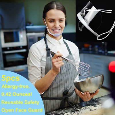 5pcs White Food Handlers Anti-Fog Transparent Mouth Shield Face Mask | eBay