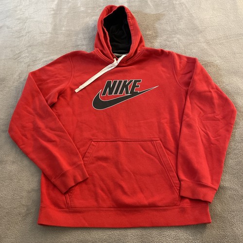 Vintage Nike Hoodie Sweatshirt Men's Medium M Red Center Logo Swoosh ...