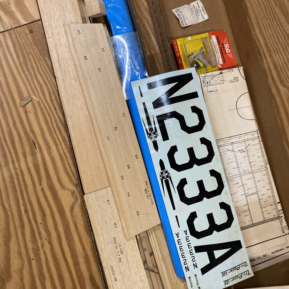 Original UNUSED SIG MFG "Piper Cub J-3" R/C Balsa Wood Model Airplane ...