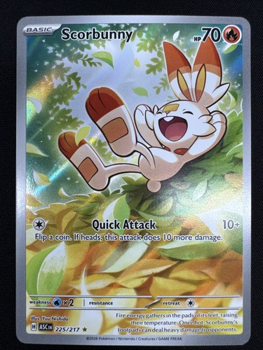 Scorbunny Full Art 225/217 Ascended Heroes Pokemon TCG Illustration ...