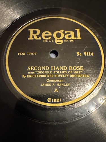 Regal 78 RPM Knickerbocker Novelty Orchestra - Second Hand Rose 9114 V+ ...