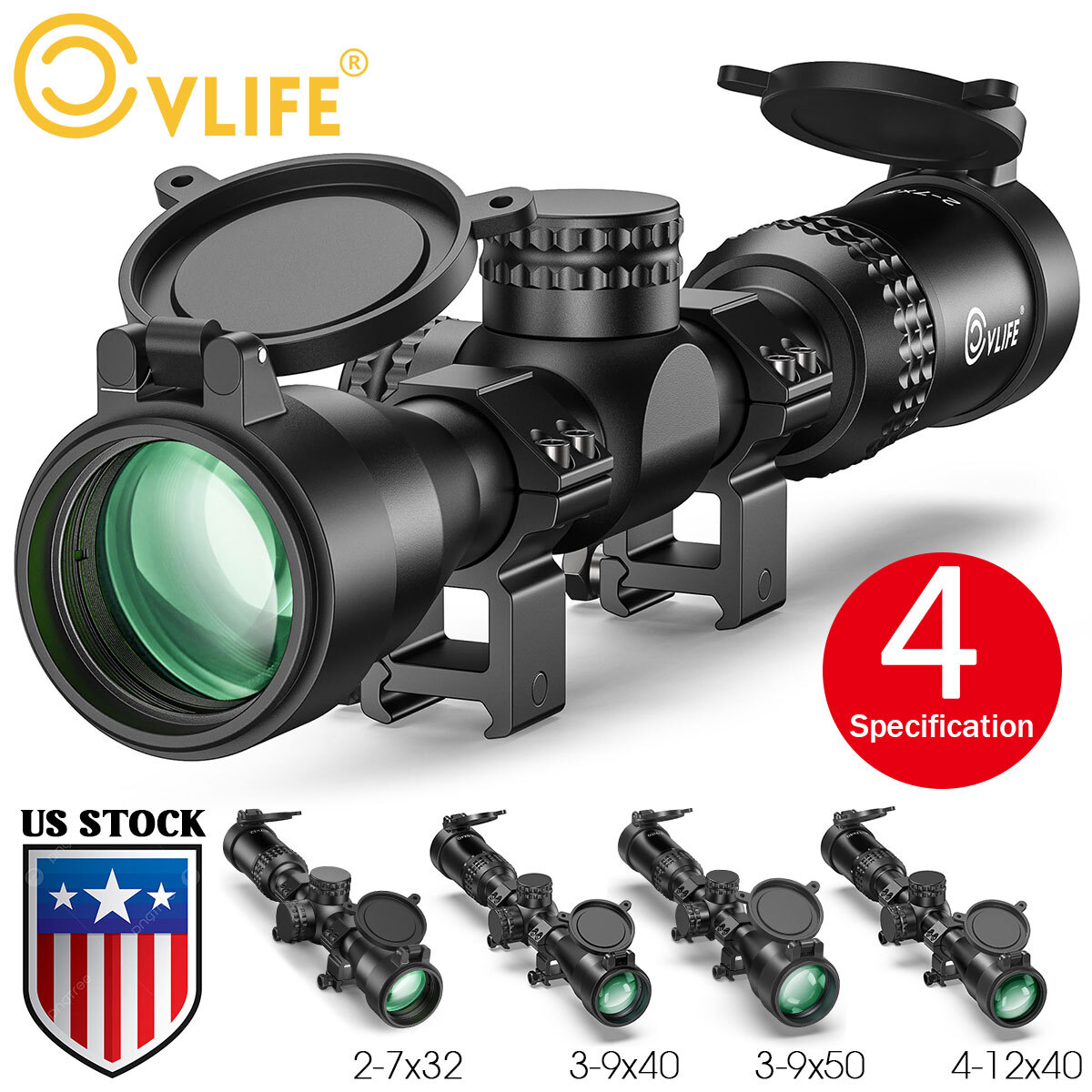 Rifle Scope BDC Reticle Optics SFP Scope with Mount 2-7x32/3-9x40/3 ...