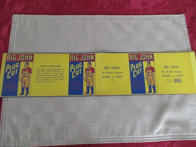 Vintage BIG JOHN PLUG CUT PIPE TOBACCO LABEL - Unused | eBay