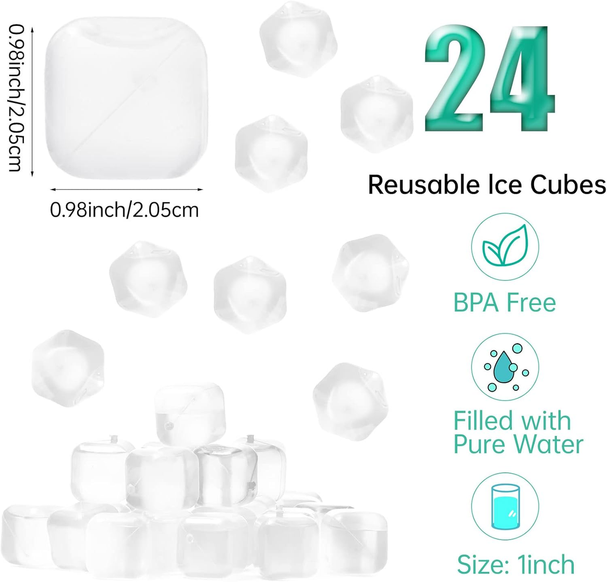 Ice Beer 60 Pack Reusable Ice Cubes Plastic Ice Cubes For Drinks Ice ...