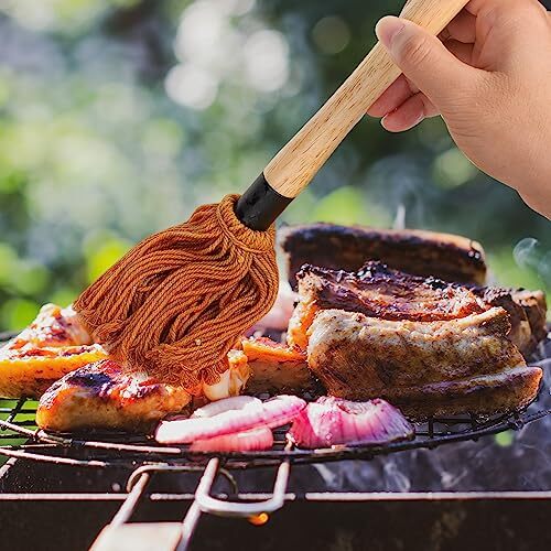2 Pack 18 Inch Grill Basting Mop with Wooden Long Handle and 2 ...
