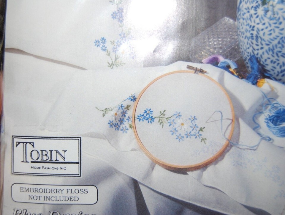 Tobin Stamped Pillowcases for Embroidery 21" x 29" 1 Pair Different ...