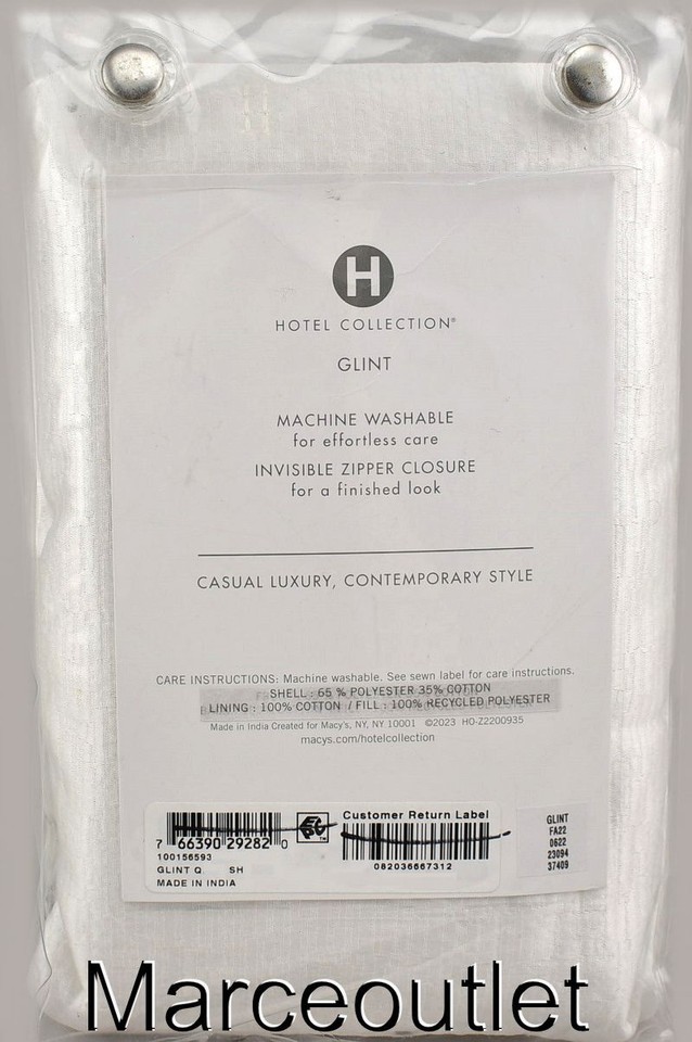Hotel Collection Glint STANDARD Quilted Pillowshams White | eBay