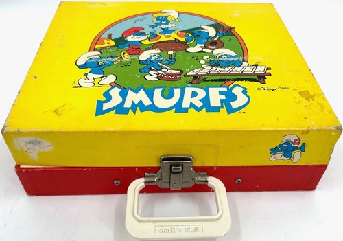 Vintage 1982 SMURFS RECORD PLAYER Turntable Vanity Fair WALLACE BERRIE ...