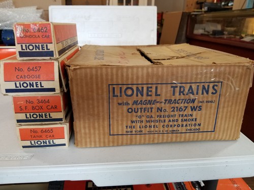 LIONEL POST WAR SET #2167WS #3464,6462,6465 & 6457 PLUS SET BX NO ...