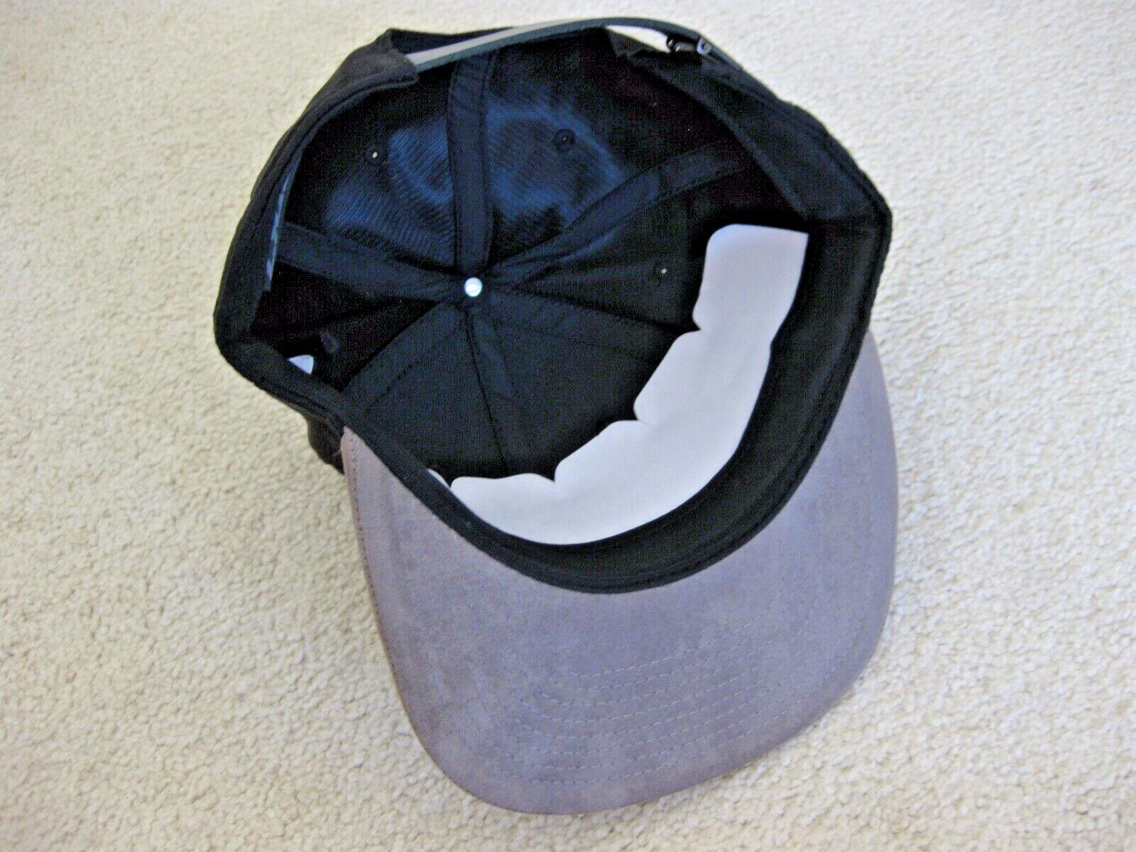 Suede Strapback Cap, Black and Gray, Pull-Thru Closure | eBay