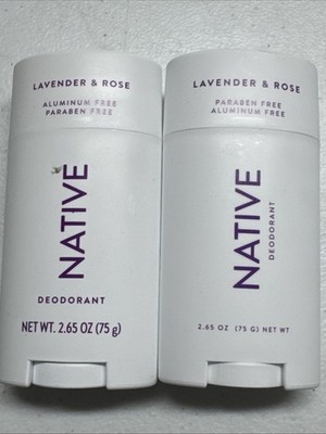 NEW (2) Lavender & Rose Deodorants 2.65oz NATIVE Paraben & Aluminum ...