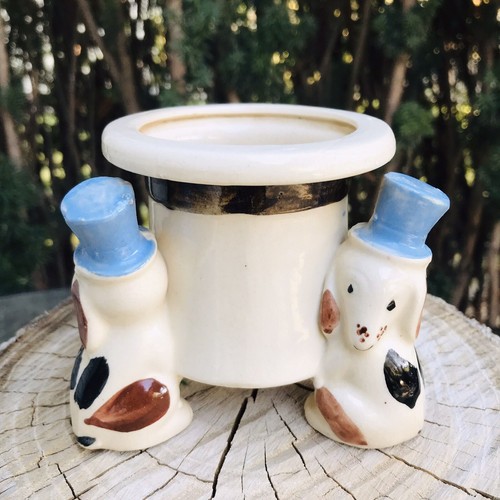 Vintage Ceramic Quirky Bunnies Rabbits Carrying Magician Hat Planter ...