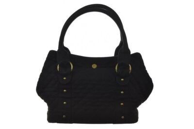 J Crew Handbag Size Medium Black Textured Cotton Satchel Purse Casual ...