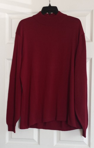 Brooks Brothers Maroon 100% Merino Wool Mock Neck Pullover Sweater Size ...