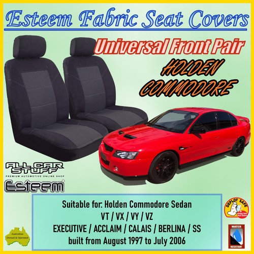 Esteem Black Front Seat Covers suitable for Holden Commodore VT/VX/VY ...