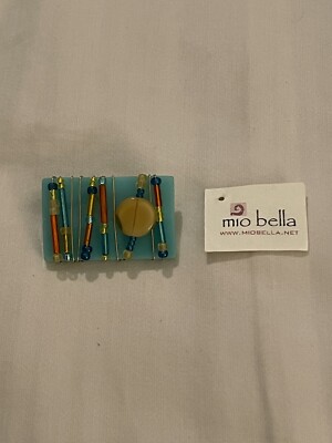 Mio Bella Rectangle Teal Color Brooch Pin Multicolor Round Beads | eBay