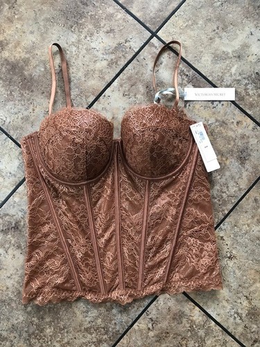 VICTORIA'S SECRET LADIES BRONZE LACY BASQUE CORSET TOP SIZE MEDIUM | eBay