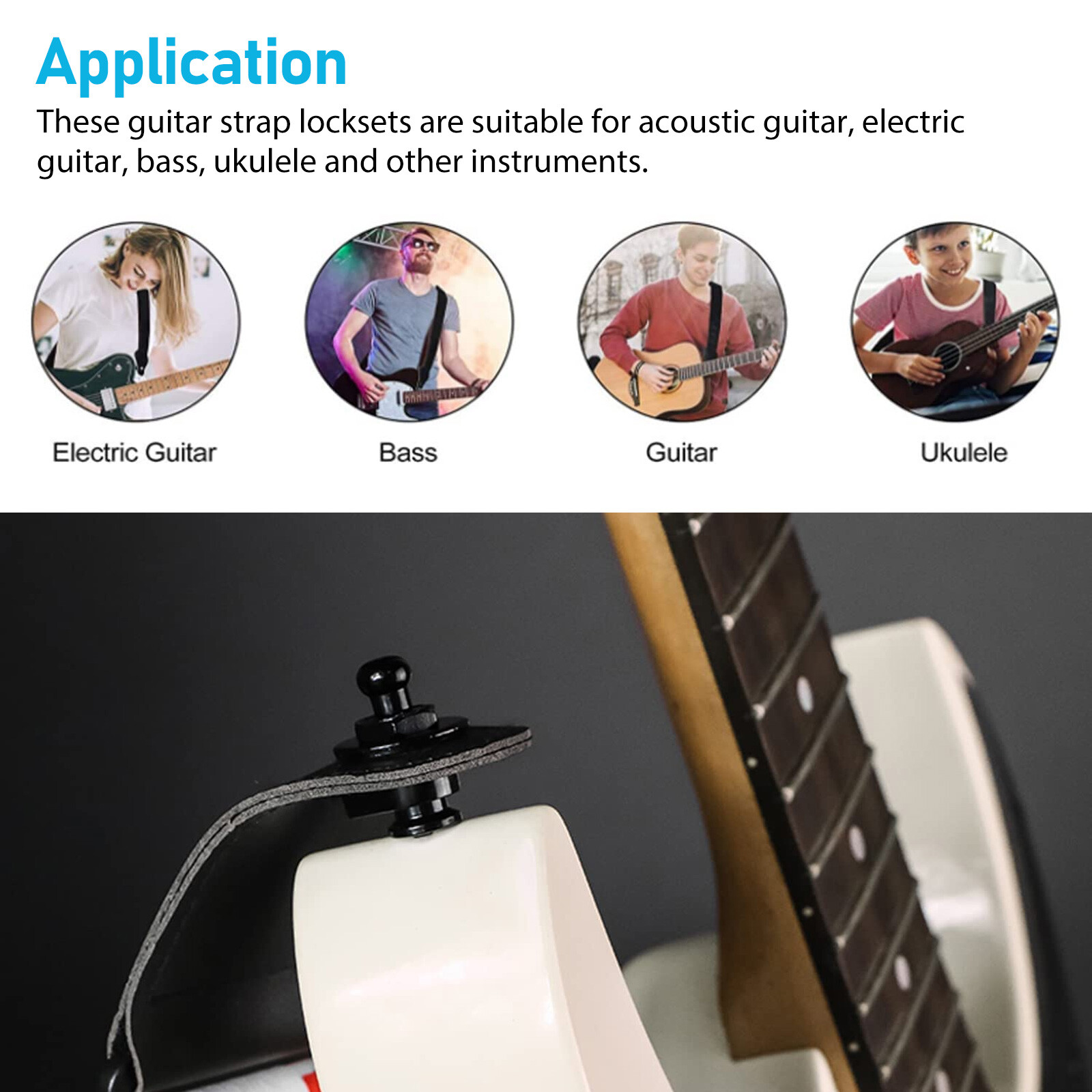 4xGuitar Strap Locks Buttons for Guitar Bass Straplocks Strap Parts ...