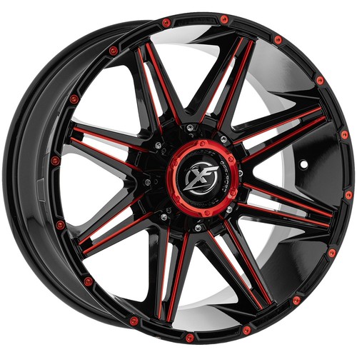 XF Off-Road XF-220 17x9 5x5"/5x5.5" +12mm Black/Red Wheel Rim 17" Inch ...