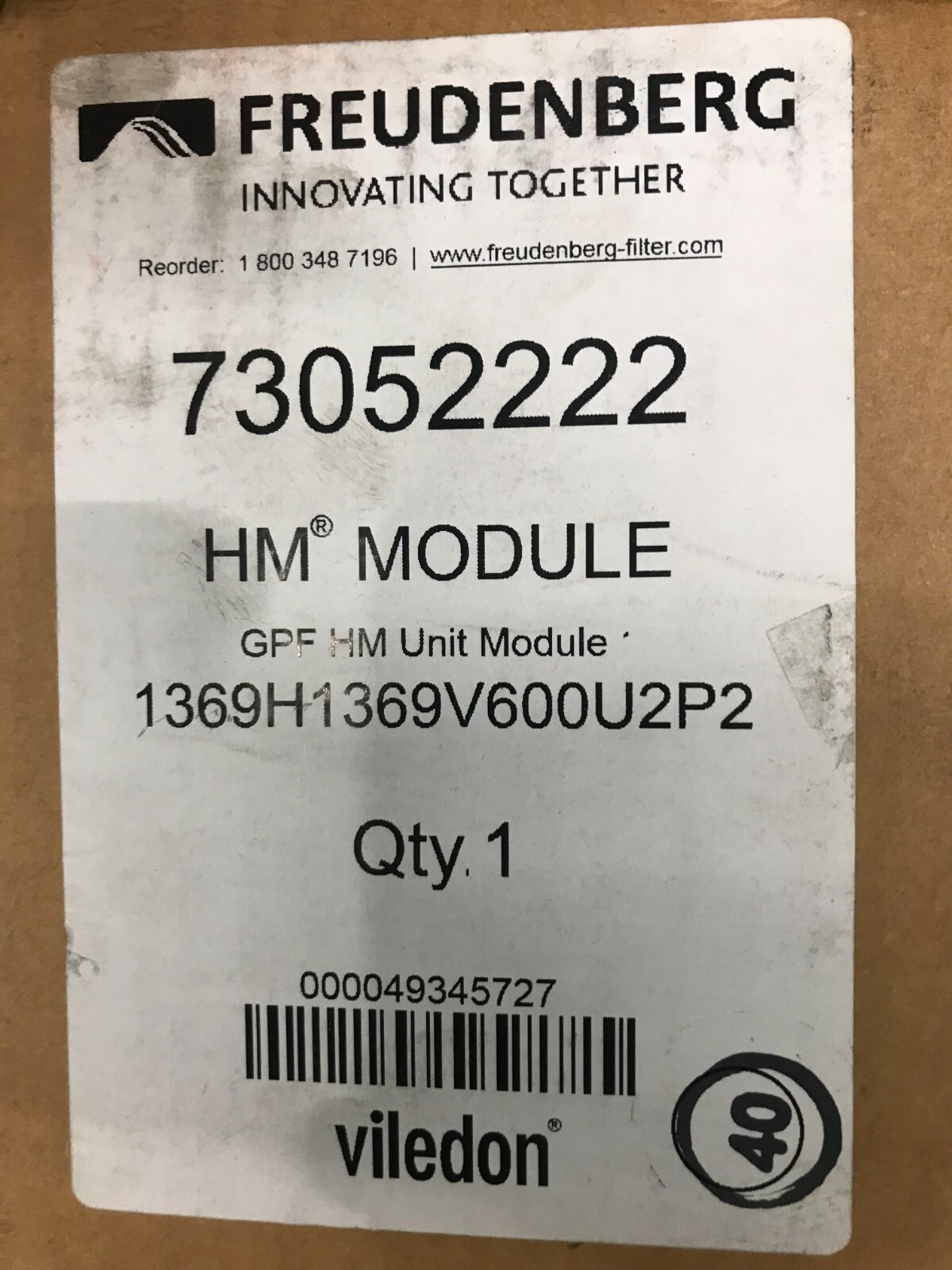 FREUDENBERG 73052222 VILEDON HM MODULE 6X6 FILTER AVAILABLE for sale ...
