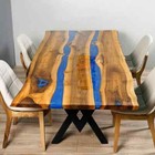 Epoxy Blue River Dining Table - Modern Wood Farmhouse Kitchen Table ...