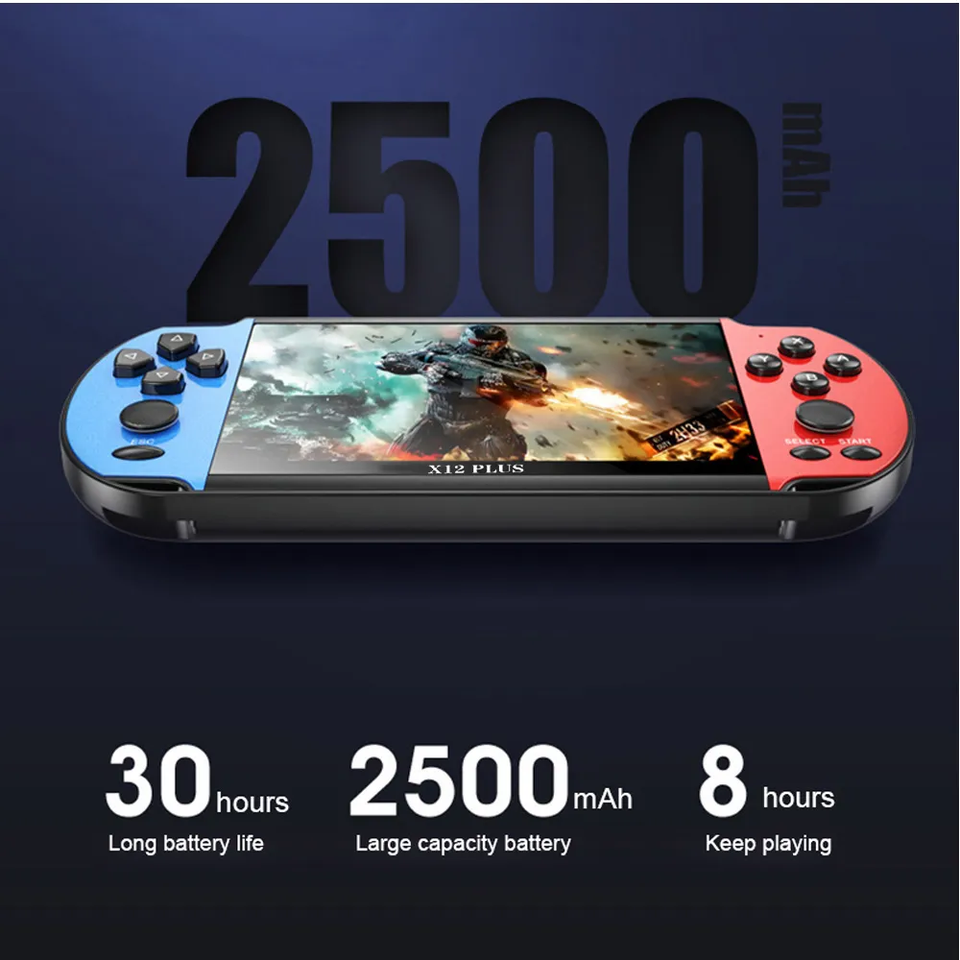 7" X12 Plus Handheld Game Console HD Screen Retro Video Built-in 10000 ...