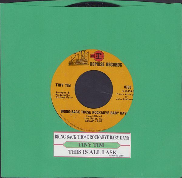 Tiny Tim - Bring Back Those Rockabye Baby Back Reprise 760 Vinyl 45 rpm ...