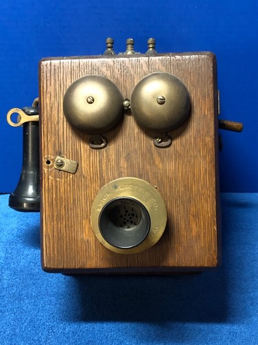 LEICH Electric Co. Antique Oak Wood Wall Phone As Is Vintage Telephone ...