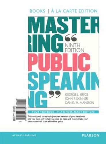 Mastering Public Speaking, Books a la Carte Edition by John F. Skinner ...