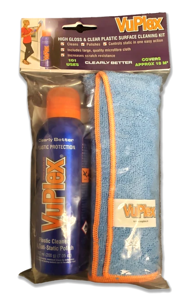 VuPlex Plastic Cleaner & Anti-Static Polish 7.05 oz & MicroCloth- Ships ...