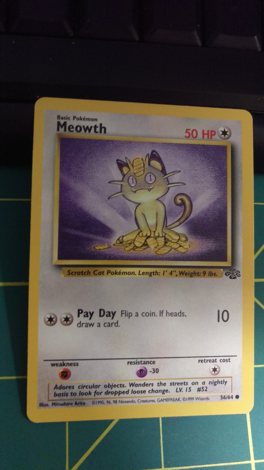 Meowth Pokemon Card 56/64 Basic Pokemon 50HP Great shape! Scratch Cat ...