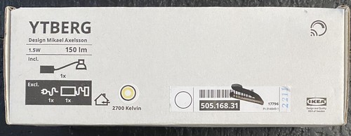 Ikea YTBERG Cabinet Lighting, LED Light White/Dimmable 150 Lumen 14 ...