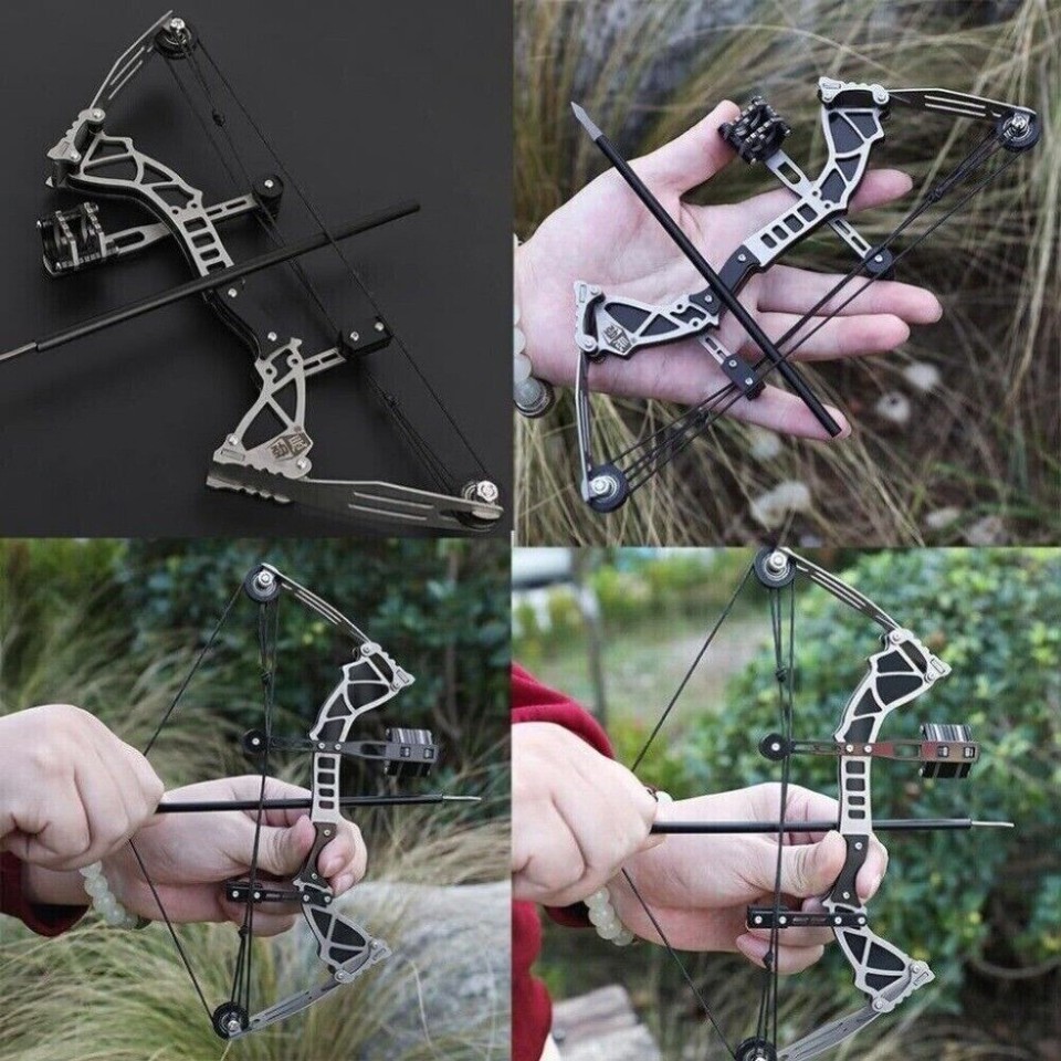 9.5" Mini Compound Bow Arrows Kit Target Shoot Game Pocket Bow Archery ...