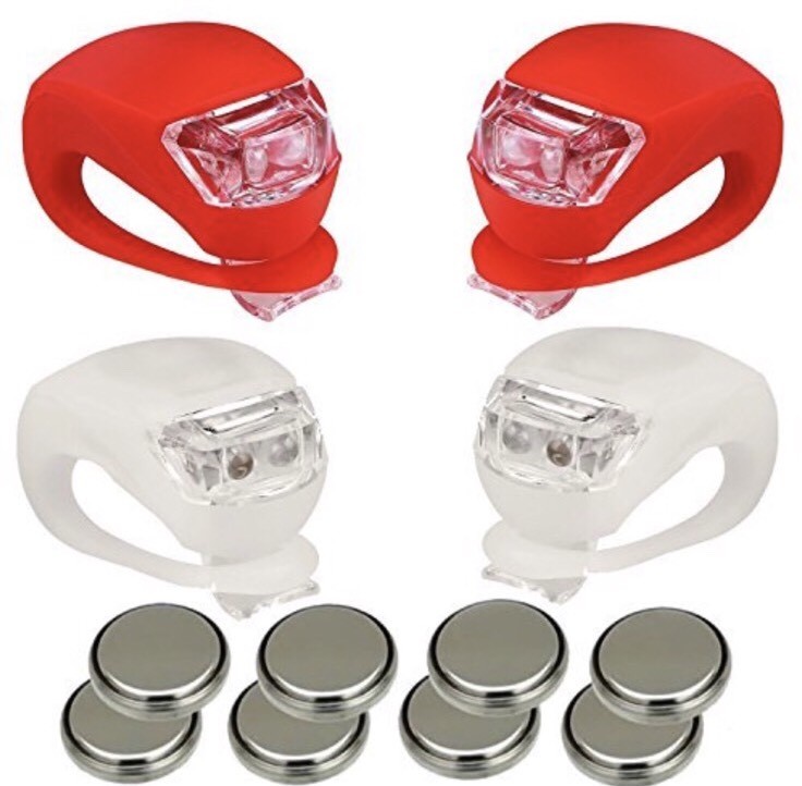 Bike Light White LED Bicycle Reflectors Waterproof Silicone Lithium ...