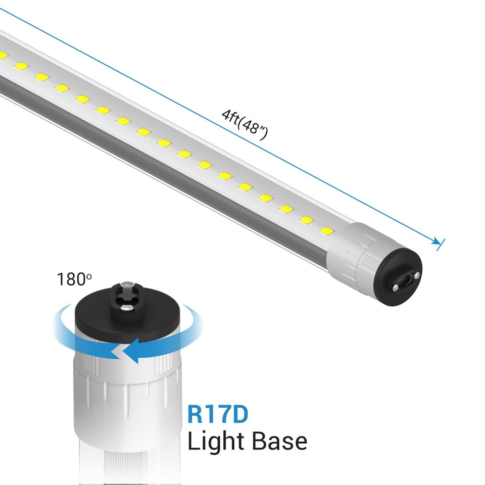 4 FT T12/HO R17D Type A Plug & Play LED Tube Replacement for 60W F48T12 ...
