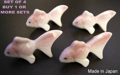 4 KOI FISH purple CHOPSTICK RESTS rest JAPAN hashioki goldfish ...