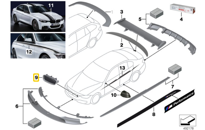 BMW Genuine F20 Radiator Right M Performance Grille 51712357462 for ...