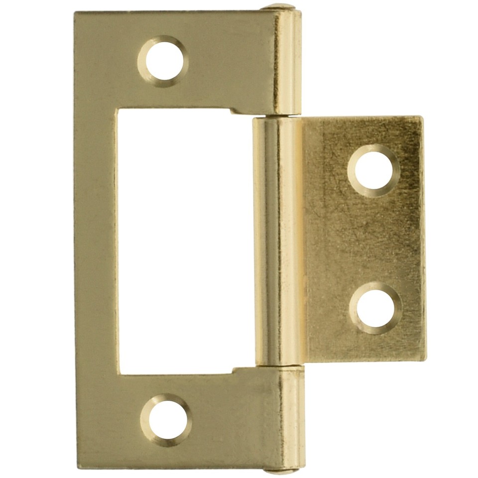 FLUSH HINGE PAIR Brass 4cm Small Cabinet Cupboard Door Box Flat Non ...