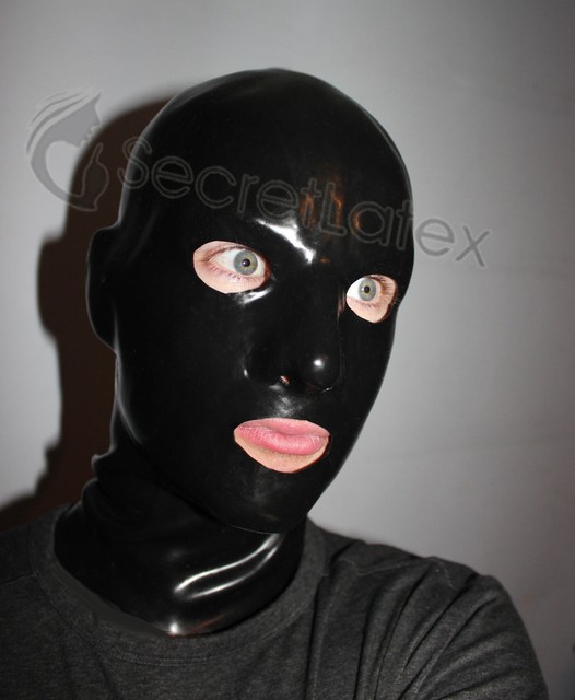 Pink Latex Hood Rubber Skin GUMMI Long Neck Gimp Anatomical Man Male ...
