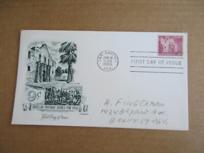 1956 The Alamo First Day Issue Envelope Regular Postage Series #1043 ...