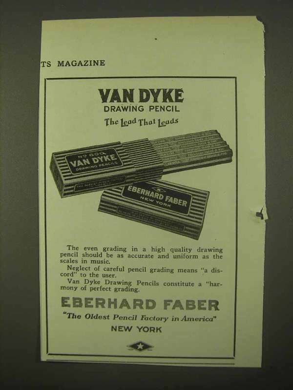 1922 Eberhard Faber Van Dyke Drawing Pencil Ad | eBay