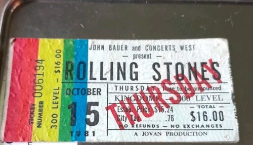 ROLLING STONES CONCERT TICKET STUB 1981 Keith Richards Charlie Watts ...