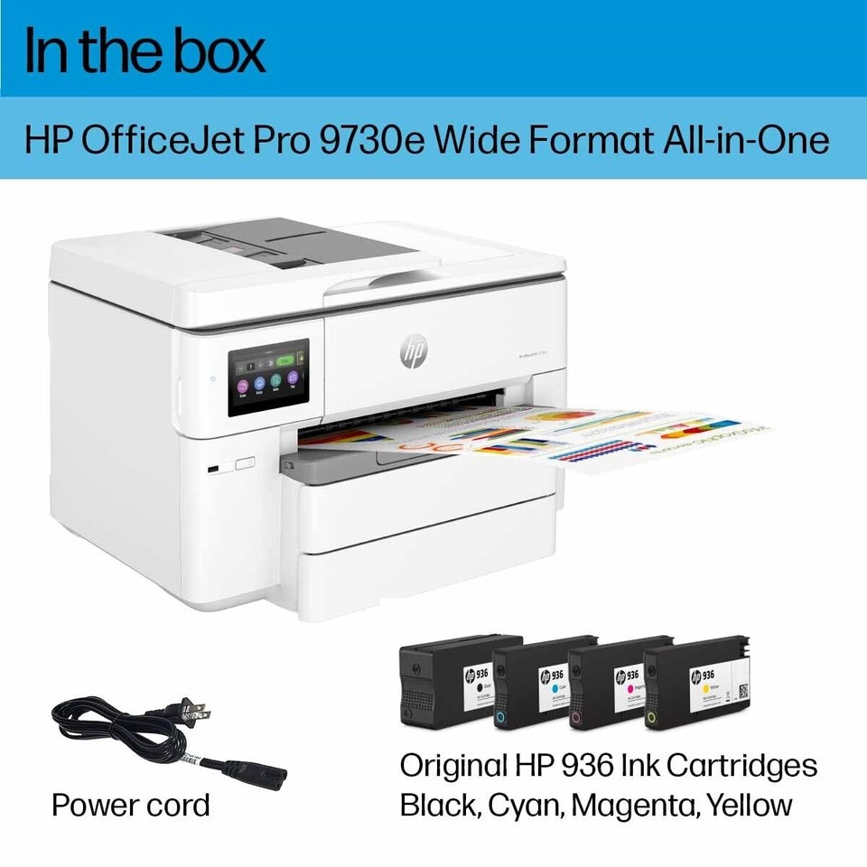 HP Officejet Pro 9730e Wired/Wireless Inkjet Multifunction Printer ...