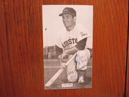 ERNIE FAZIO (Houston Colt 45's) Signed 3 1/4" x 5 1/2" Black and White ...