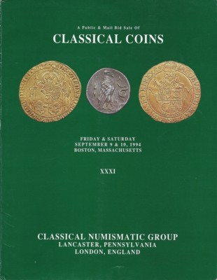CNG CLASSICAL NUMISMATIC GROUP CATALOG XXXI CLASSICAL COINS 9/10 ...