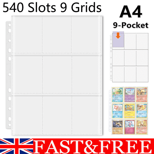 540 Sheets A4 Double-Sided 9-Pocket Pages Trading Card Sleeves Pages ...